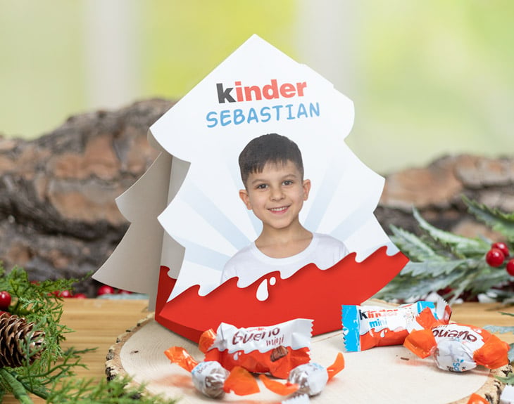 Kinder cardboard tree personalised with name and photo - Made In Gift