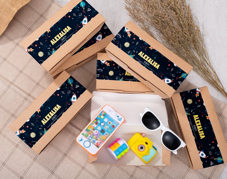 Caja para cumpleaños infantil "Aventura en el espacio" - Regalo Original