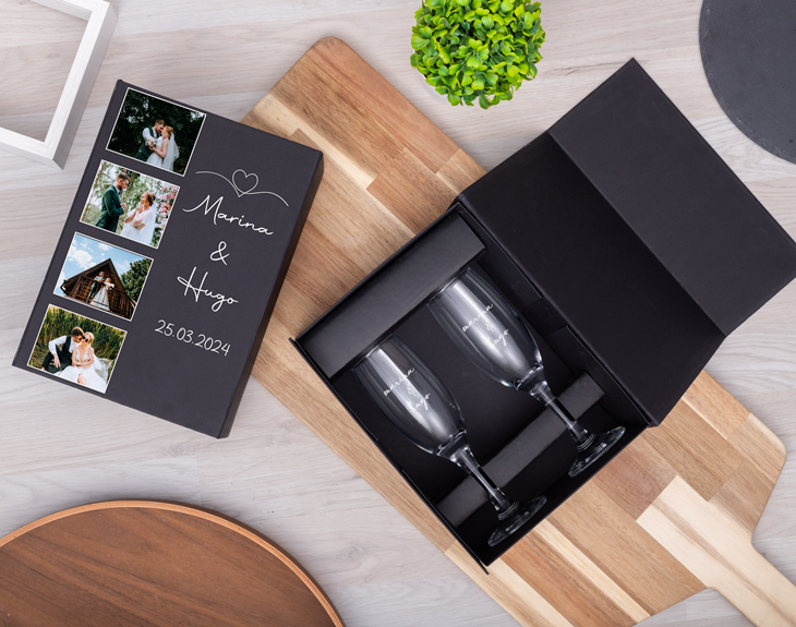 Coffret de mariage premium personnalisé avec photos - Made In Gift