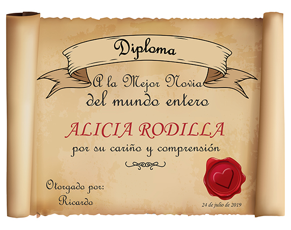 Diploma personalizado "La mejor novia" - Regalo Original