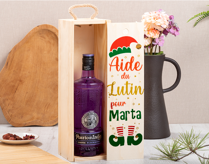 Coffret avec Gin "Lutin de Noël" personnalisé - Made In Gift