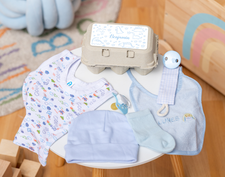 Baby boy set in an egg carton "Pastel dinosaur" - Made In Gift