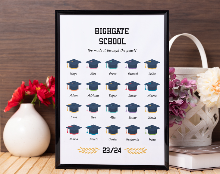 Personalised poster “Graduation cap” – Made in Gift