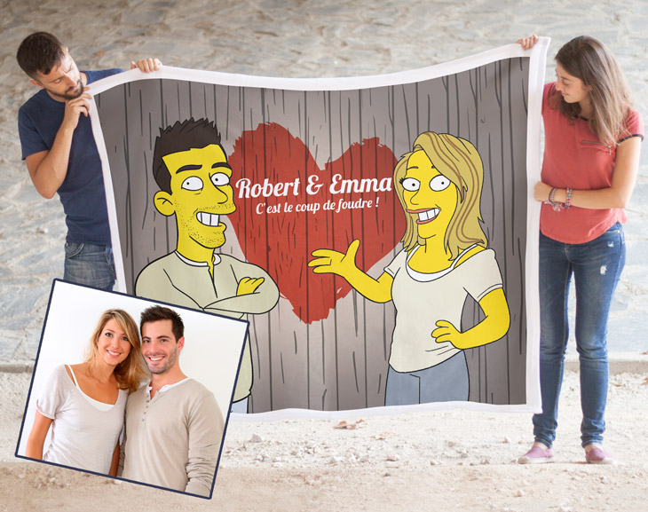 Couverture personnalisée illustration "Simpsons First Dates" - Made in Gift