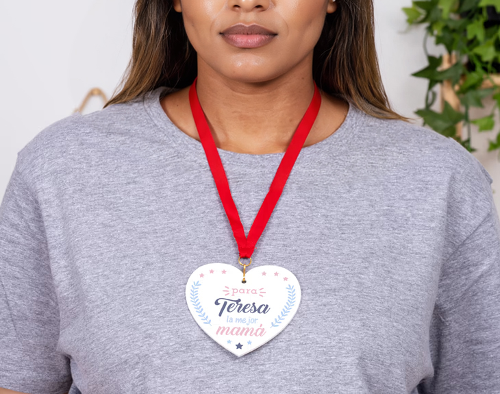 Medalla corazón "Mejor mamá" personalizada - Regalo Original
