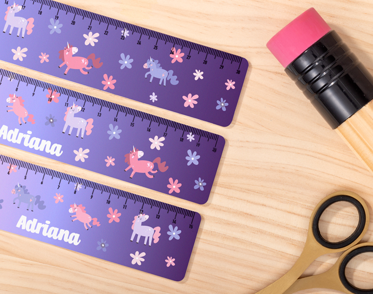 Personalised ruler “Pastel unicorns” – Made in Gift